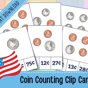 Coin Counting Clip Cards for Beginners | Counting Activities for ...