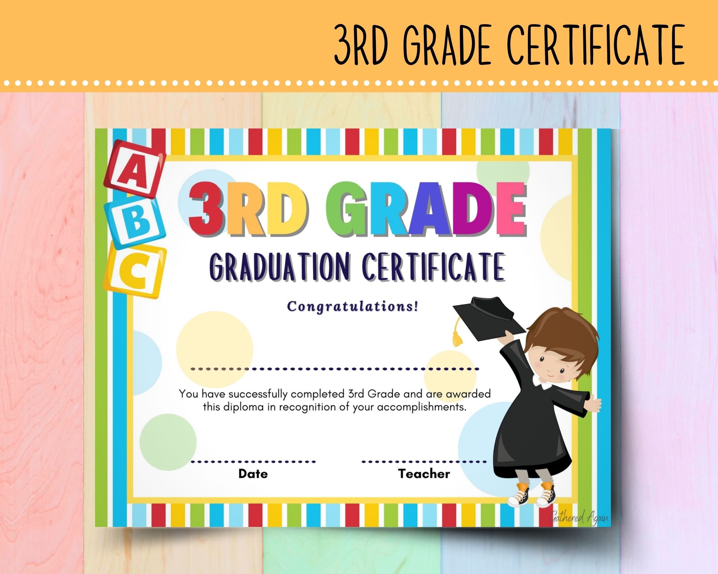 Certificado De Graduación Arco Iris De 3er Grado Diploma De 3er Grado