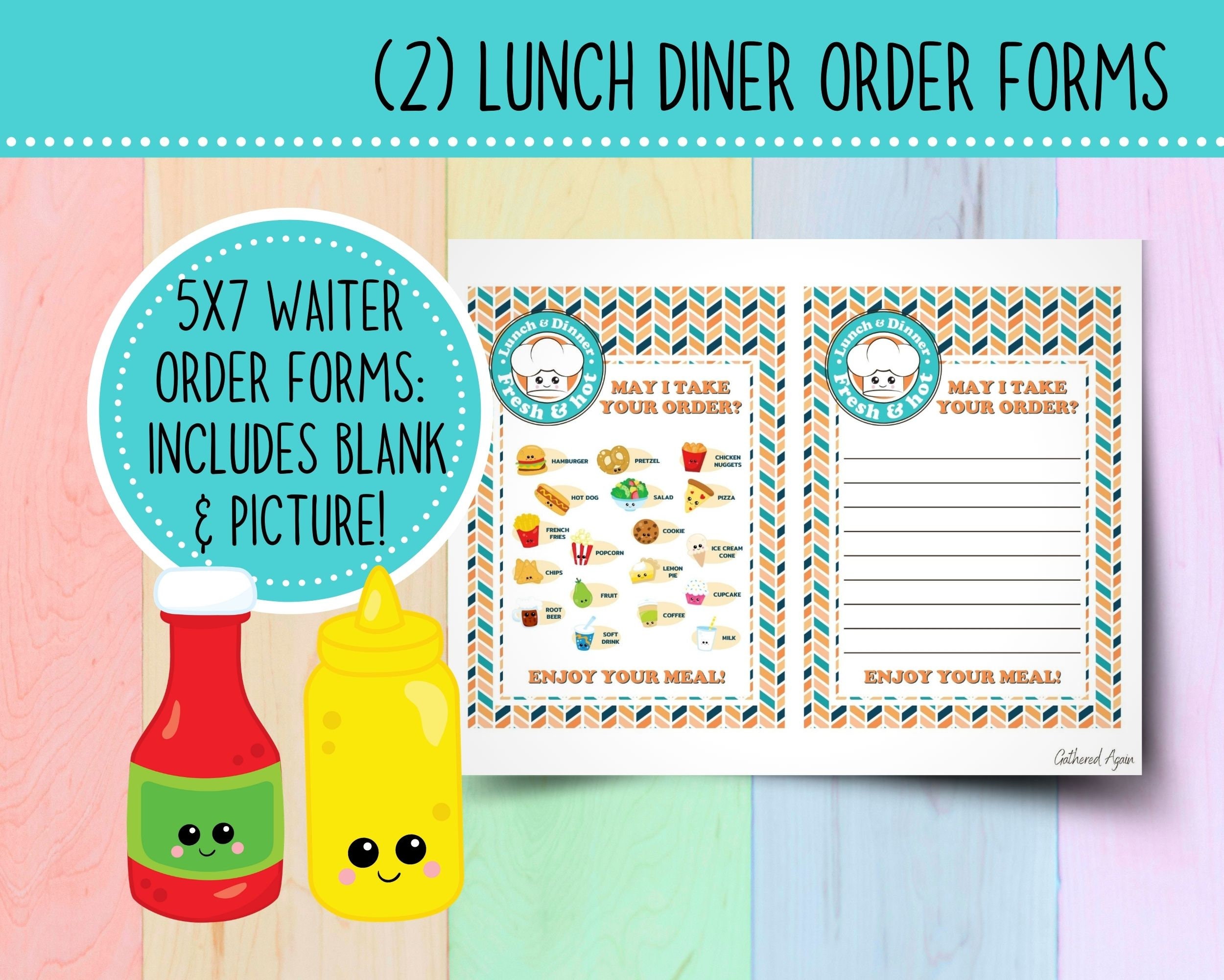 Lunch Diner Order Forms | Play Restaurant | Fast Food | Activities for ...