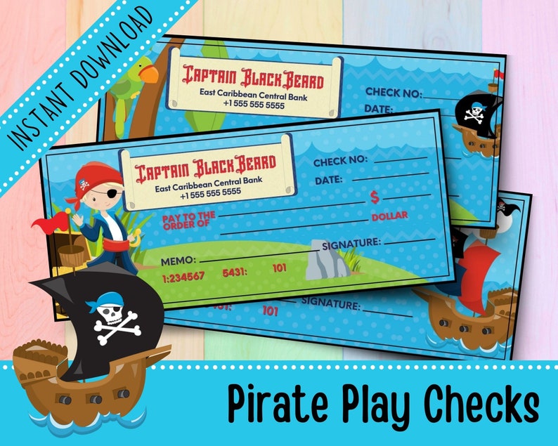 Printable Pirate Play Checks for Kids | Printable Kid Checks ...