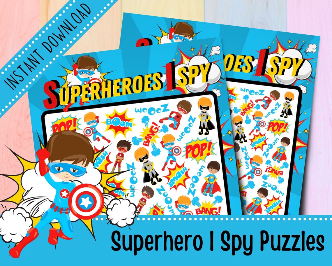 Superhero I Spy Puzzles Superhero Games for Kids Look and - Etsy