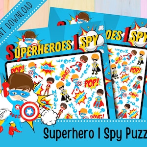 Superhero I Spy Puzzles Superhero Games for Kids Look and - Etsy
