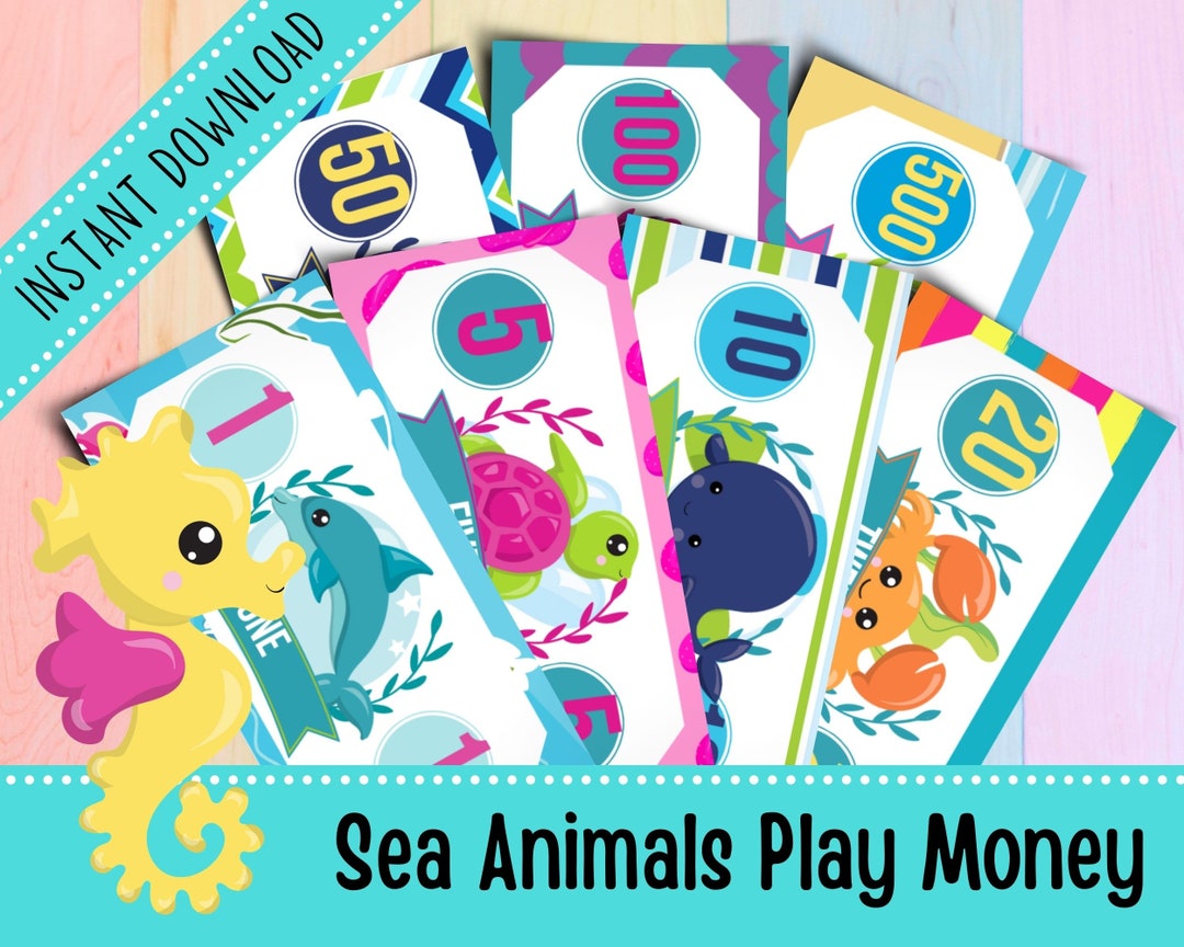 Sea Animals Pretend Play Money for Kids | Classroom Rewards System ...