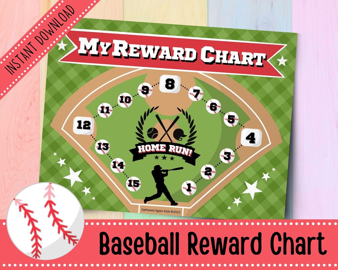 Baseball Reward Chart for Boys | Reward System | Responsibility Chore ...