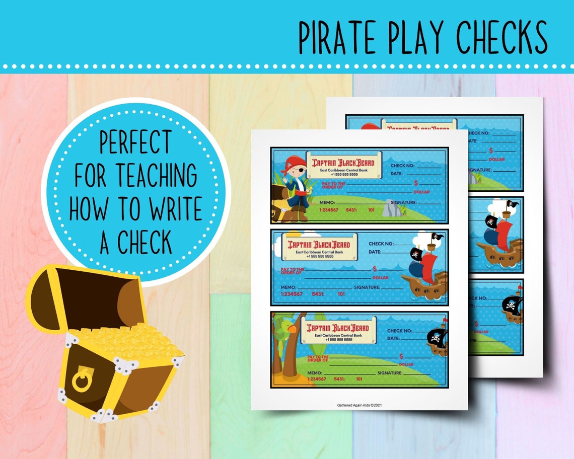 Printable Pirate Play Checks for Kids | Printable Kid Checks ...