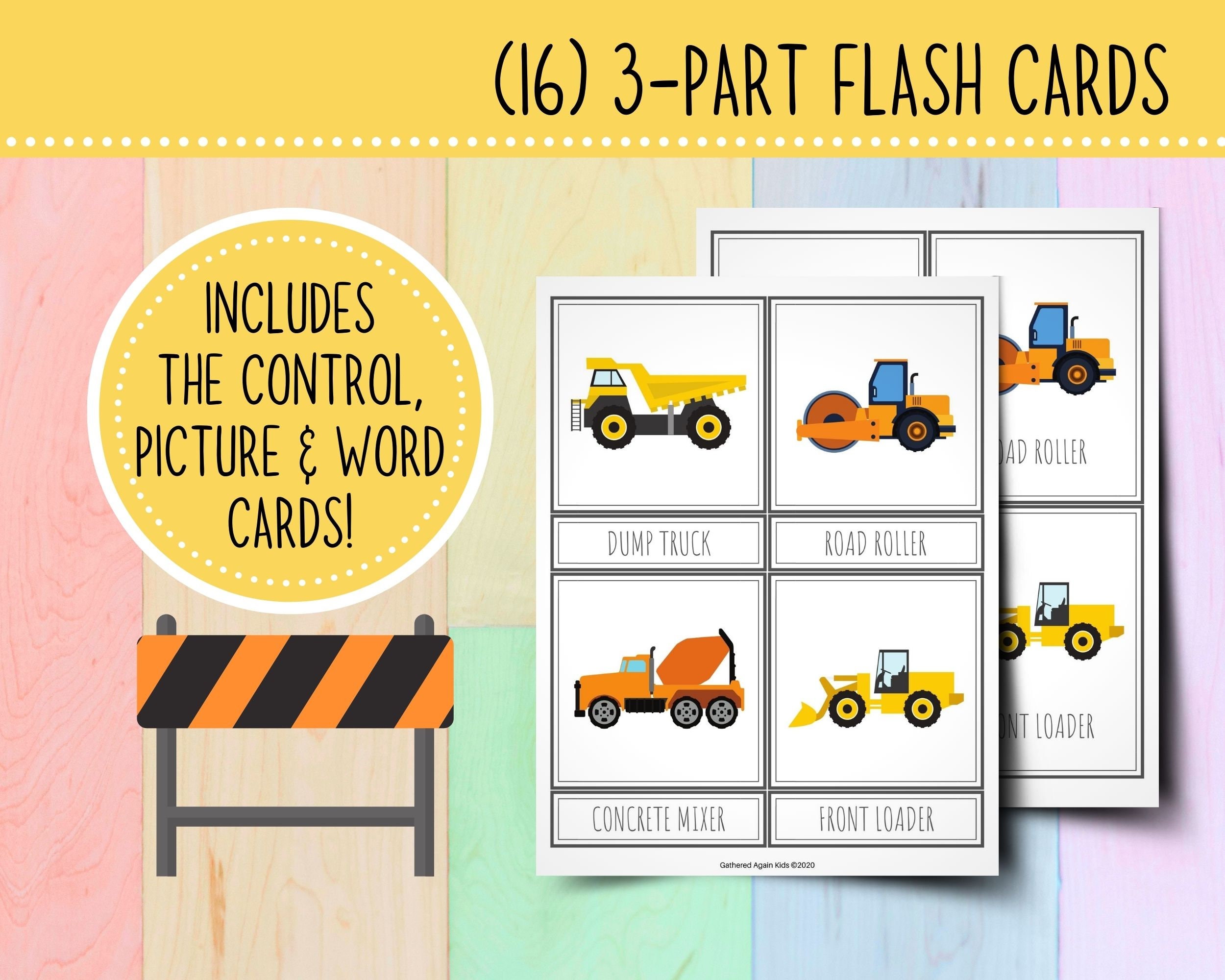Construction Vehicles Flash Cards | Activities for Toddlers ...