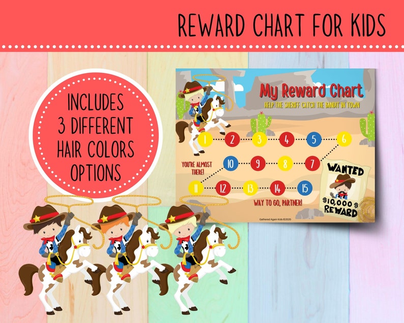 Printable Cowboy Reward Chart for Boys Responsibility Chore - Etsy