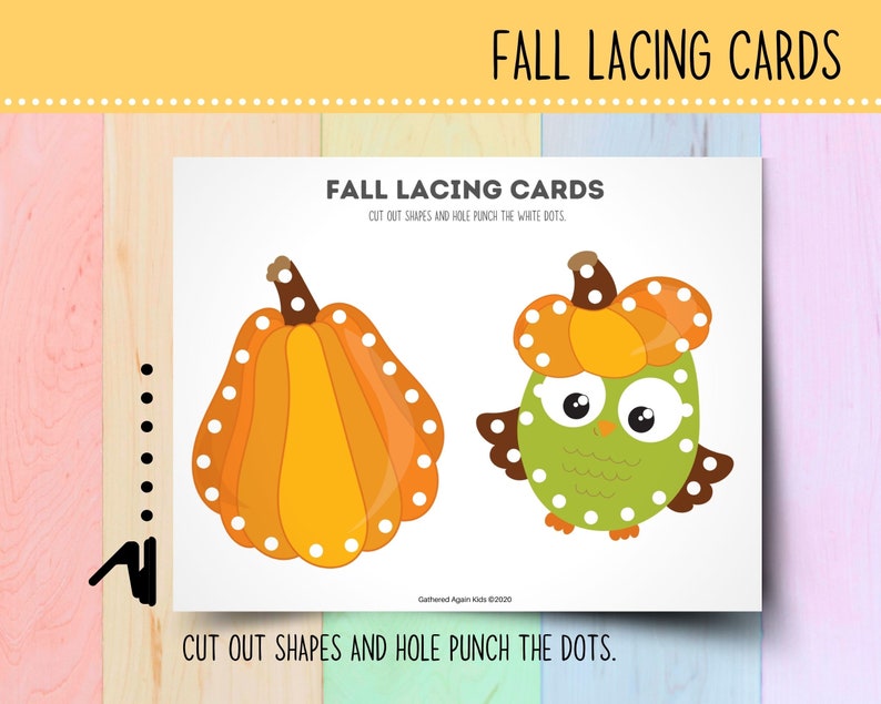 Fall Lacing Cards Set | Autumn Sewing Cards | Fall Activities for ...