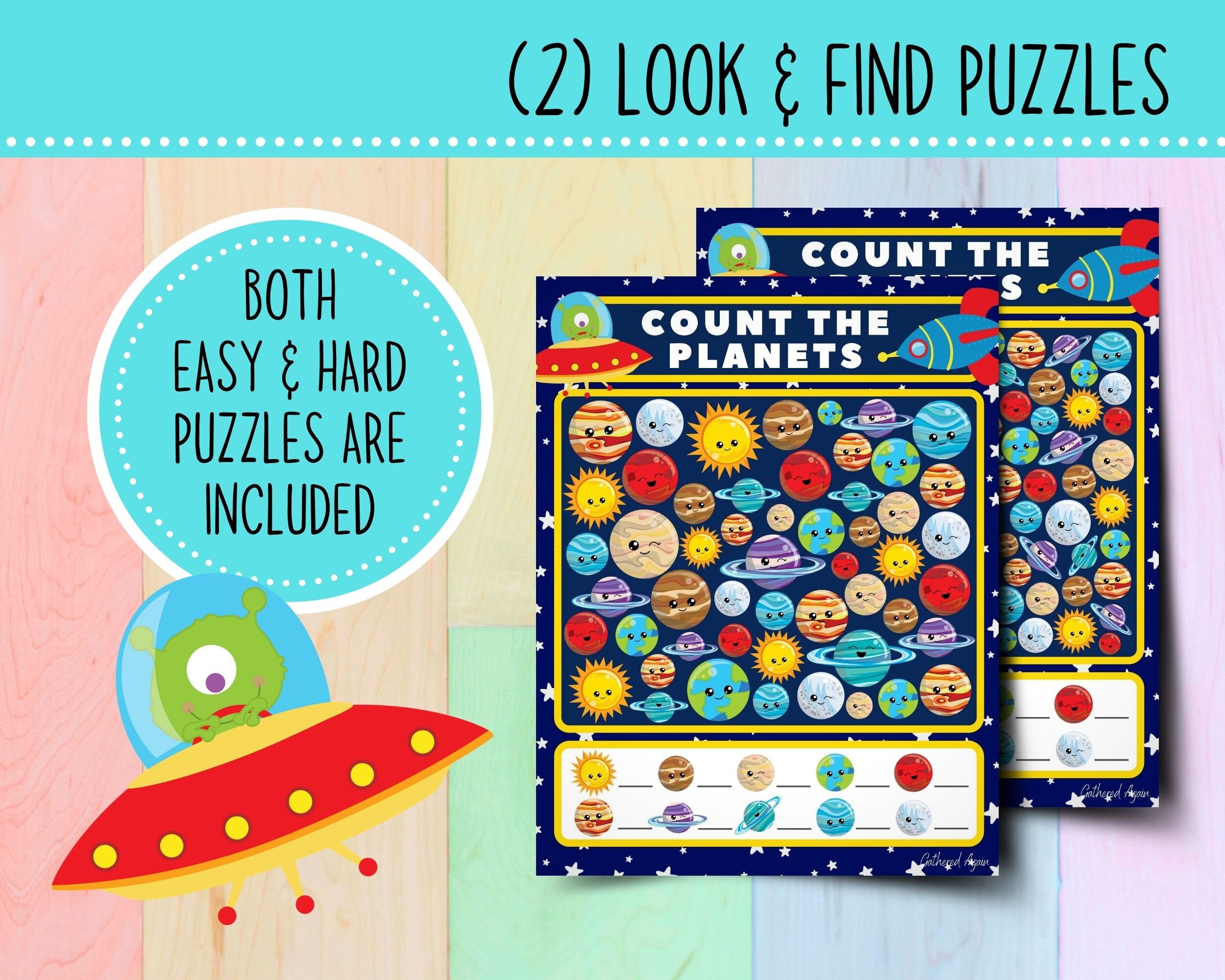 Space I Spy Puzzles Activities for Toddlers Look and Find Counting Game ...
