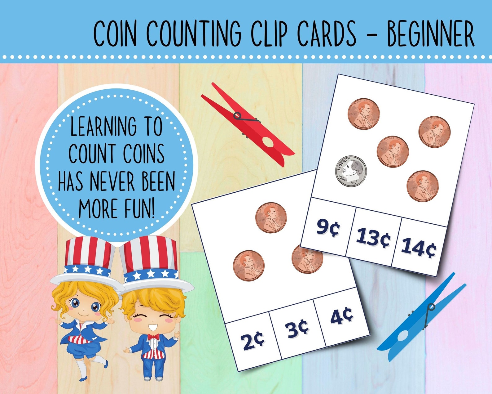 Coin Counting Clip Cards for Beginners | Counting Activities for ...