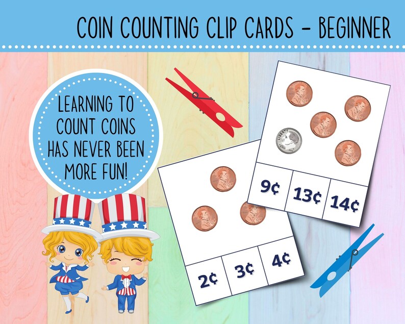 Coin Counting Clip Cards for Beginners | Counting Activities for ...