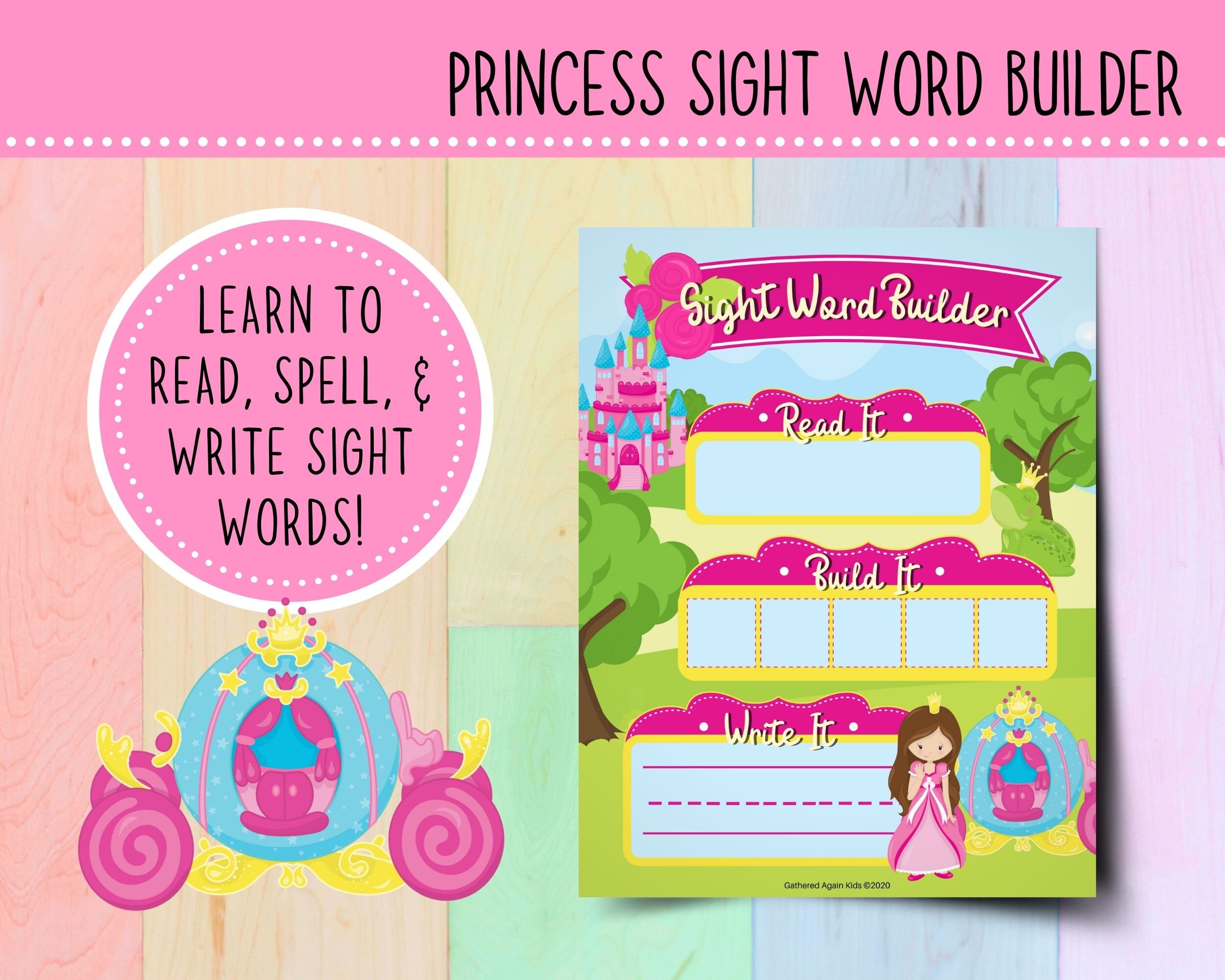 Princess Sight Word Builder Learn to Read Learning Activities for Kids ...