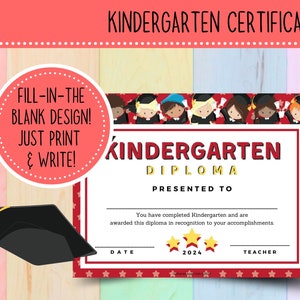 Printable Kindergarten Graduation Certificate 2024 | Star Student ...