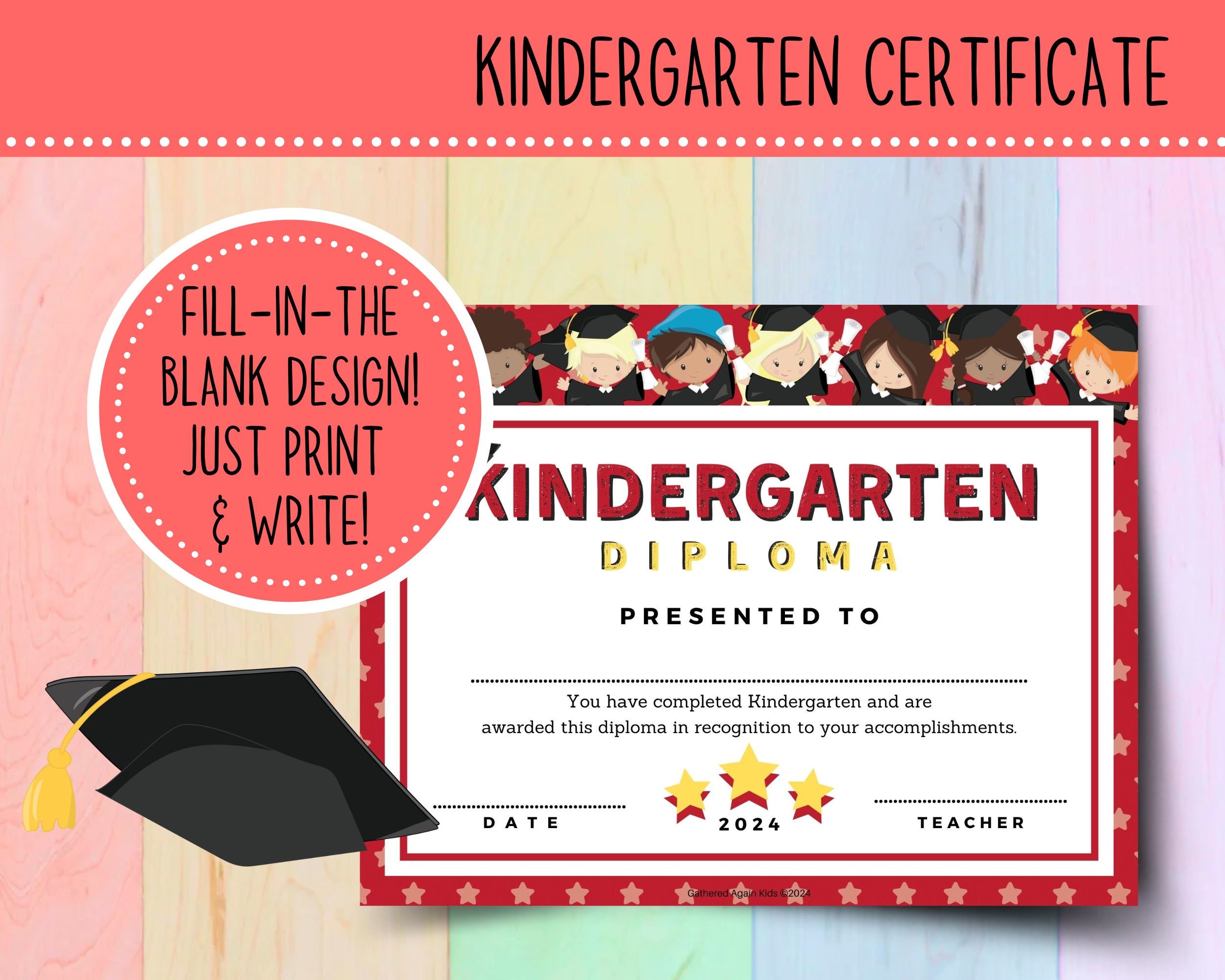 Printable Kindergarten Graduation Certificate 2024 | Star Student ...