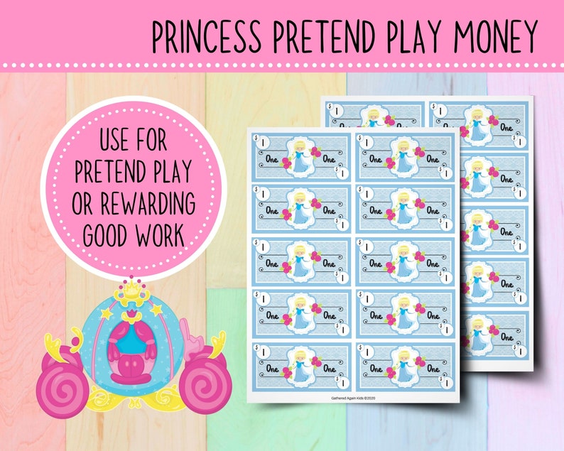Printable Princess Play Money | Pretend Play | Reward System for Kids ...