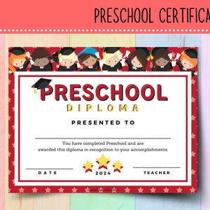 Printable Preschool Grade Graduation Certificate 2024 | Star Student ...