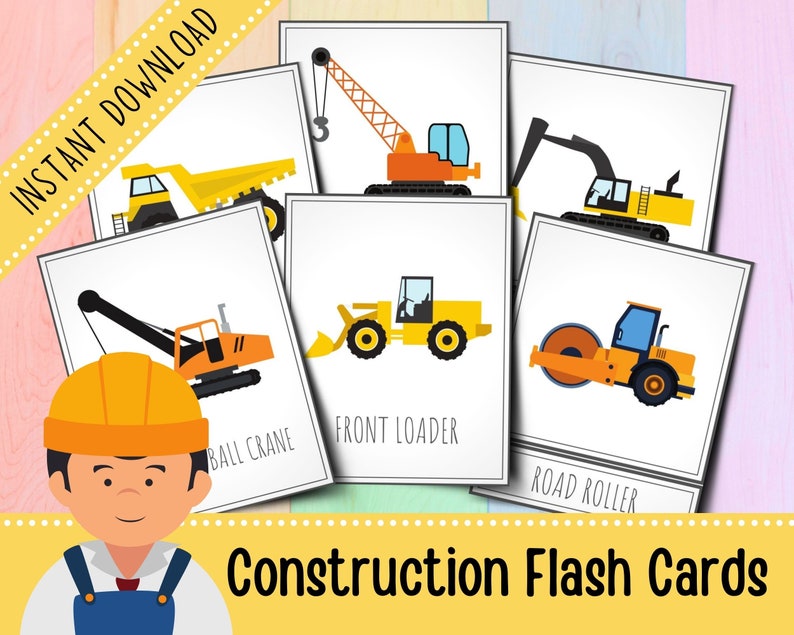 Construction Vehicles Flash Cards | Activities for Toddlers ...