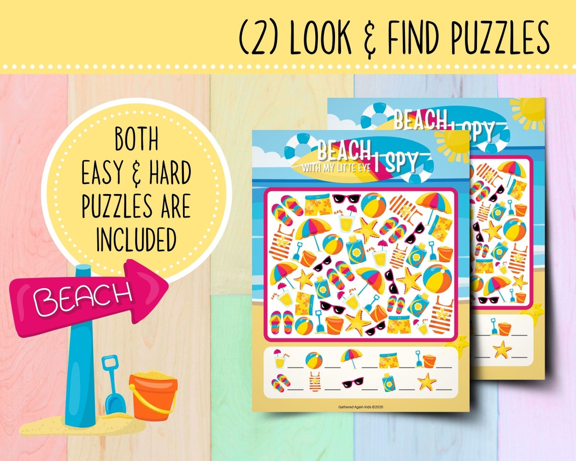 Beach I Spy Puzzles | Summer Activities for Toddlers | Look and Find ...