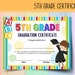 Rainbow 5th Grade Graduation Certificate | 5th Grade Diploma for Kids ...