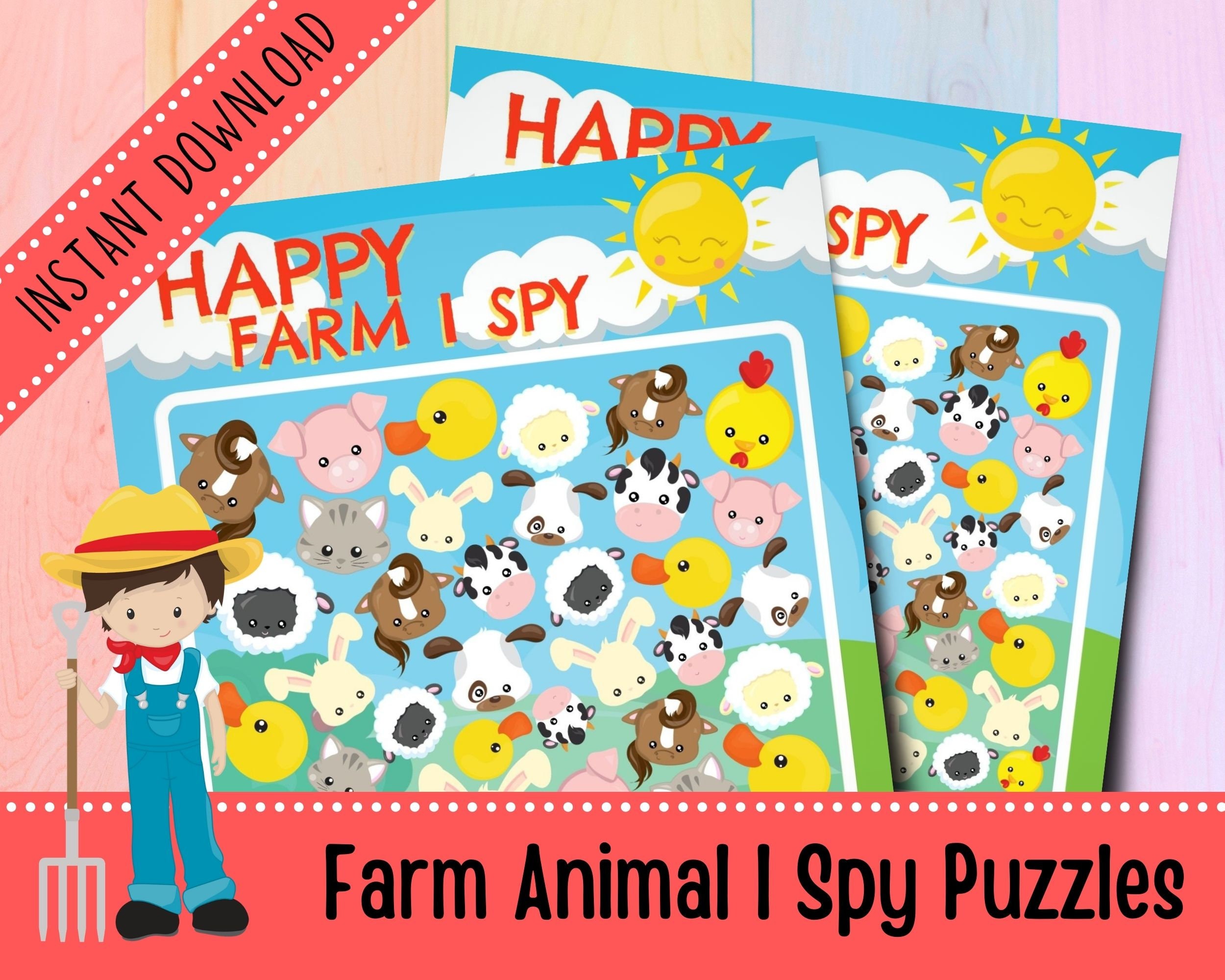Farm Animals I Spy Puzzles | Activities for Toddlers | Look and Find ...