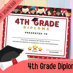 Printable 4th Grade Graduation Certificate 2021 Star Student | Etsy