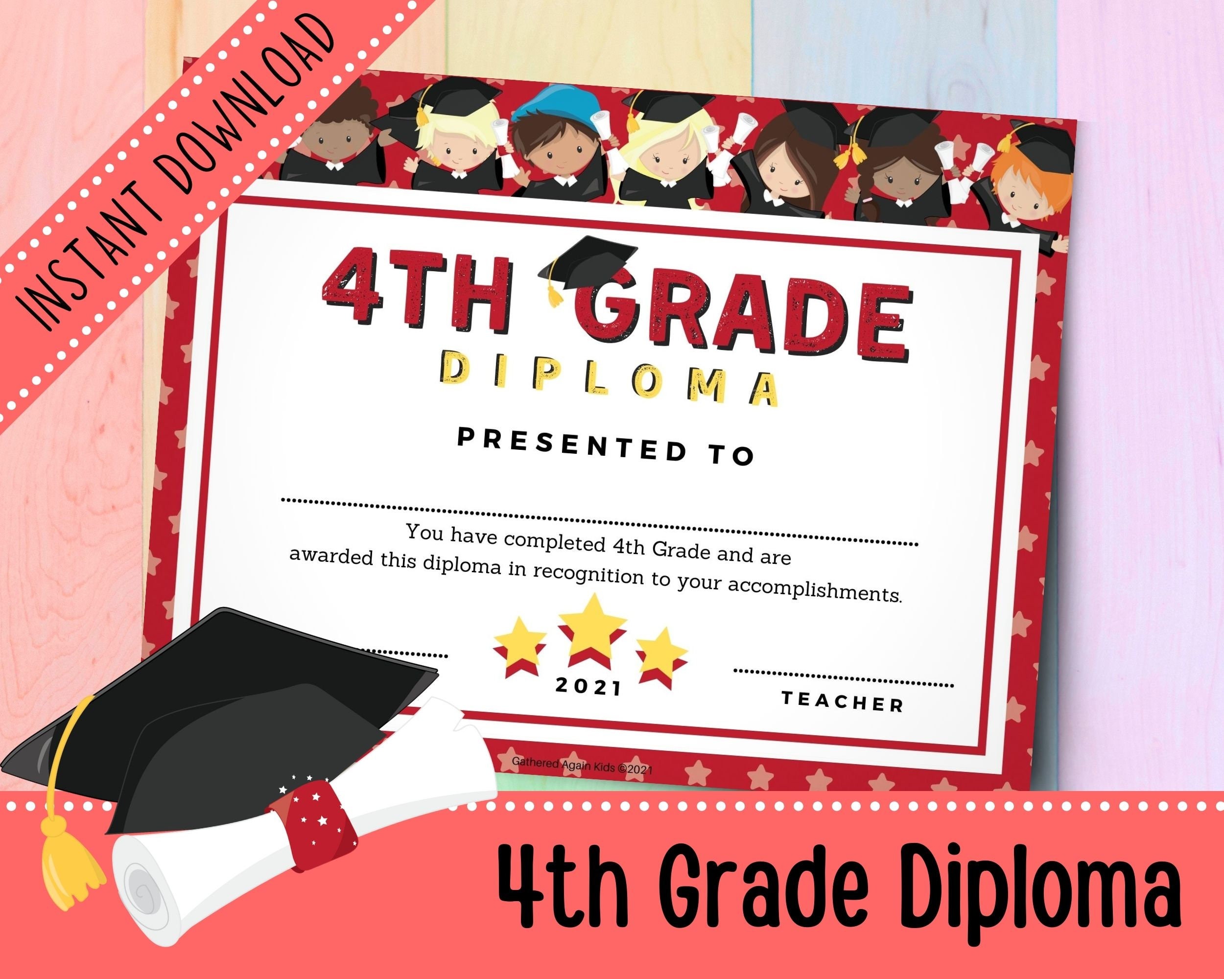 Printable 4th Grade Graduation Certificate 2021 Star Student | Etsy