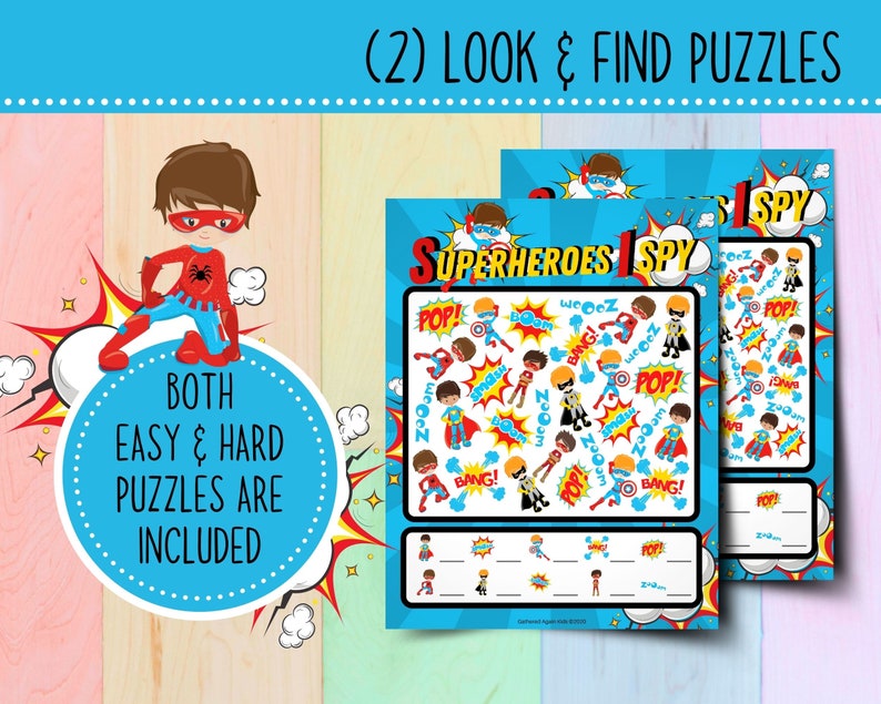 Superhero I Spy Puzzles Superhero Games for Kids Look and - Etsy