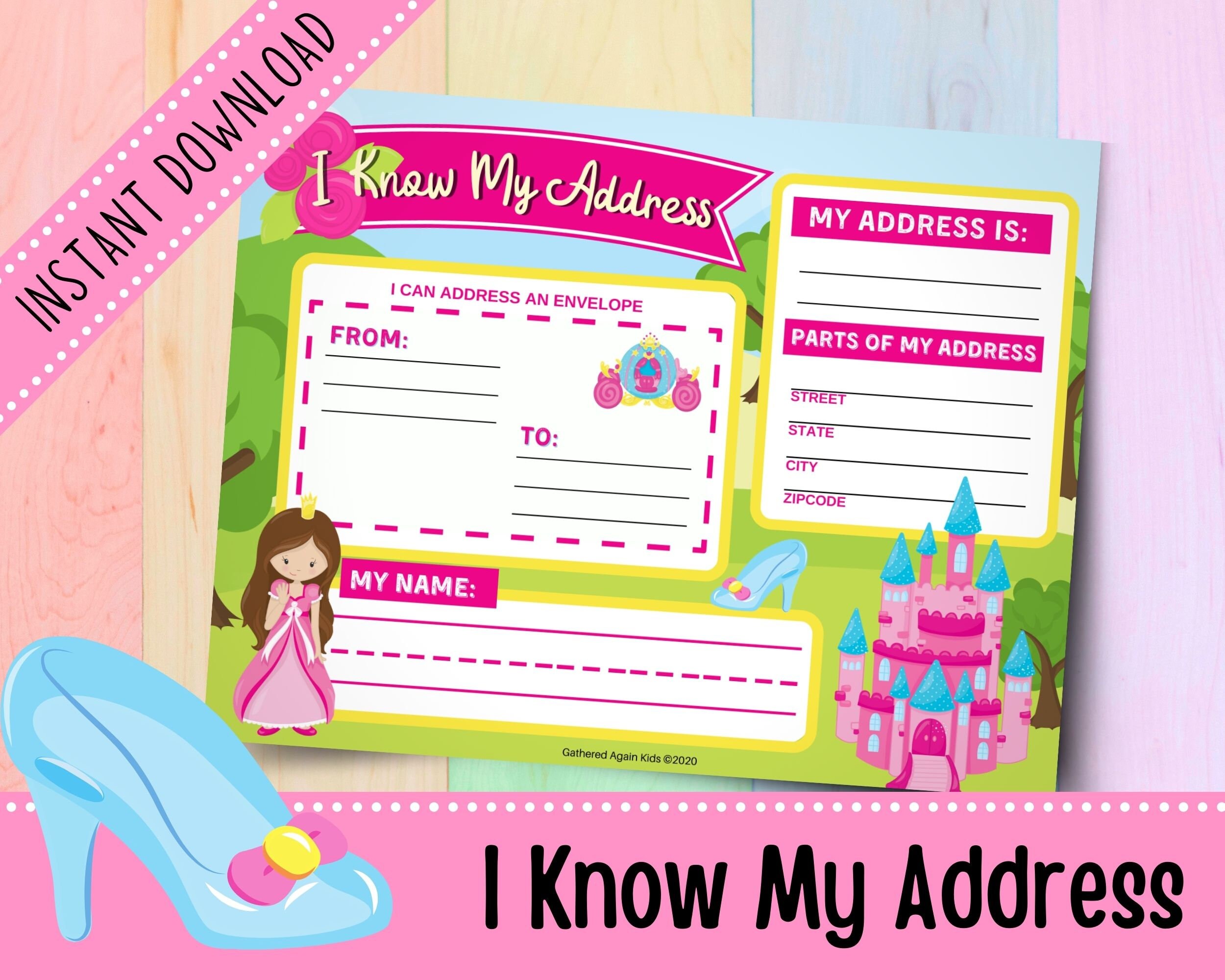 Princess I Know My Address Worksheet for Kids | Learn Your Address ...