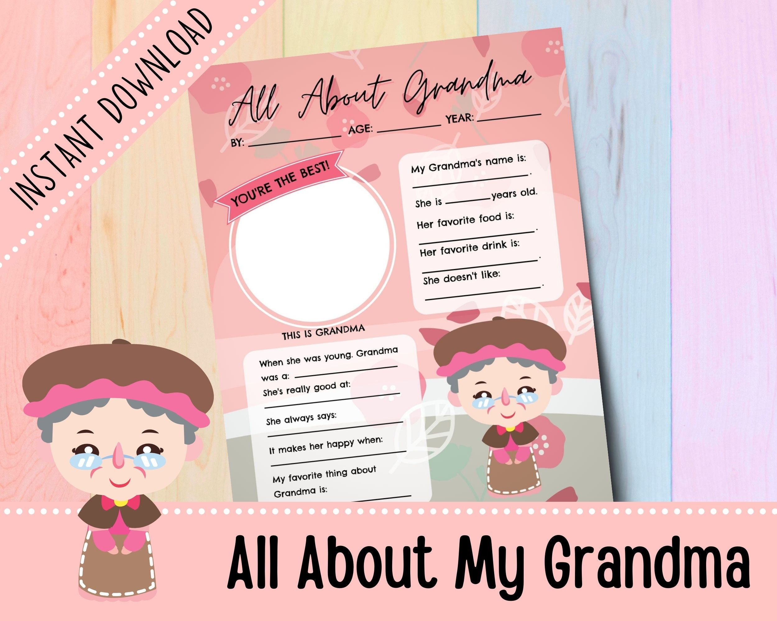 All About My Grandma Grandparent's Day Activity - Etsy
