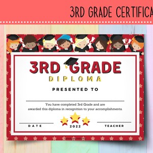 Printable 3rd Grade Graduation Certificate 2022 Star Student - Etsy