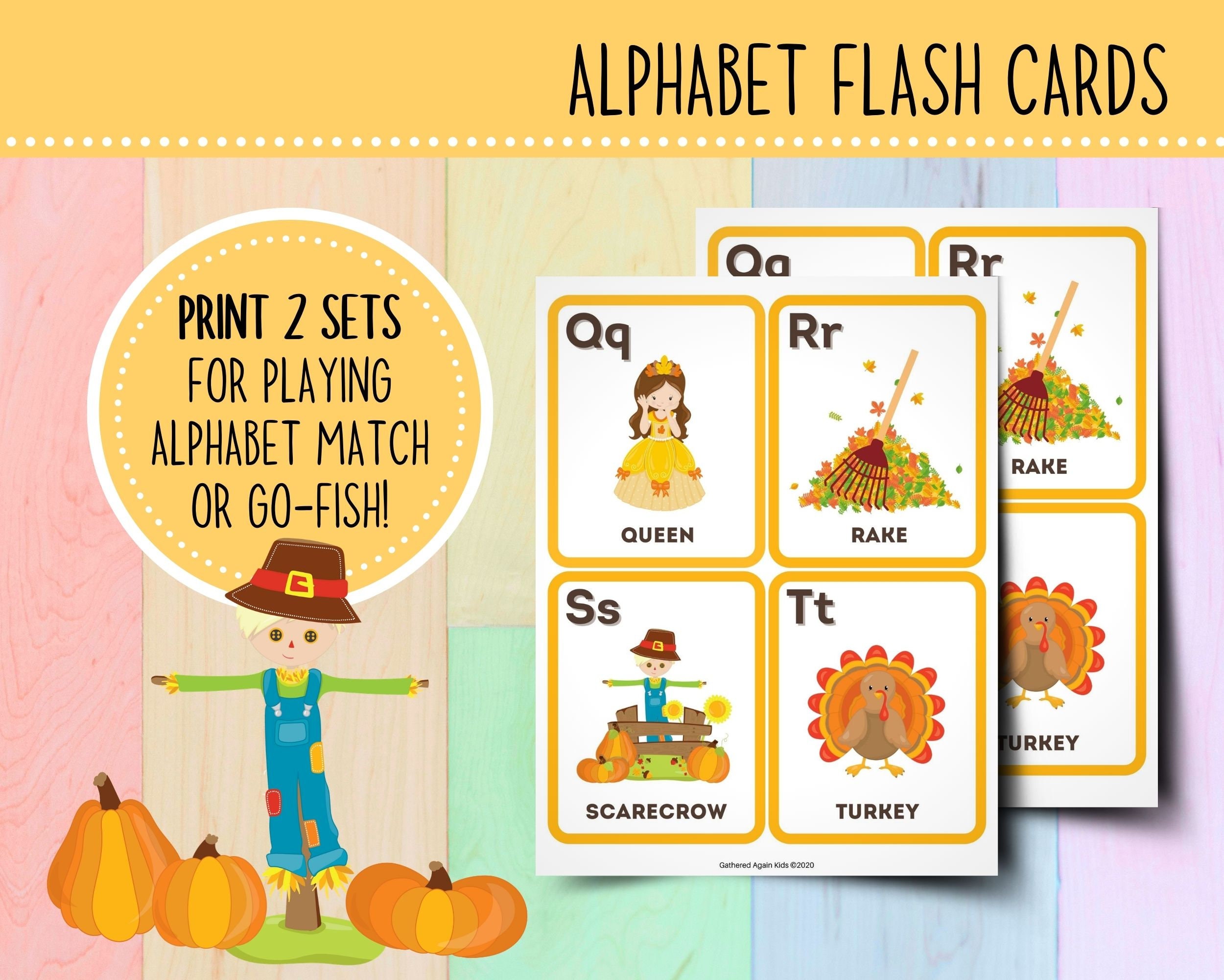 Fall Alphabet Flash Cards Autumn ABCs Flash Cards Fall | Etsy