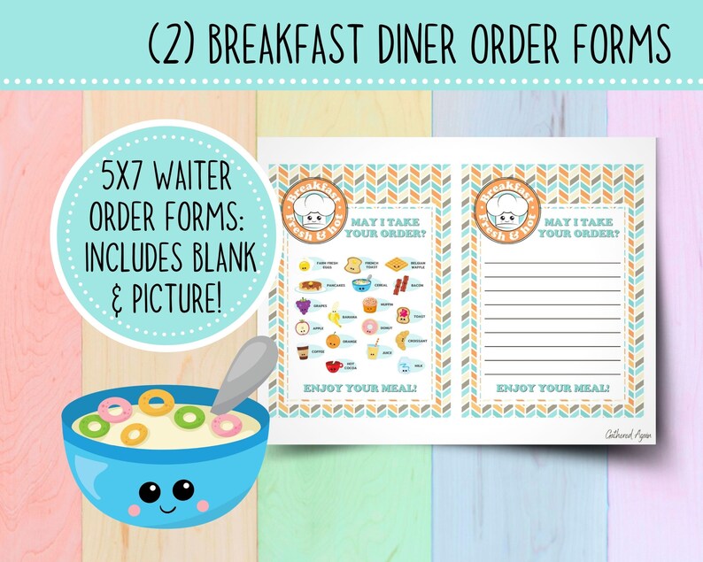Breakfast Diner Order Forms | Play Restaurant | Activities for Toddlers ...