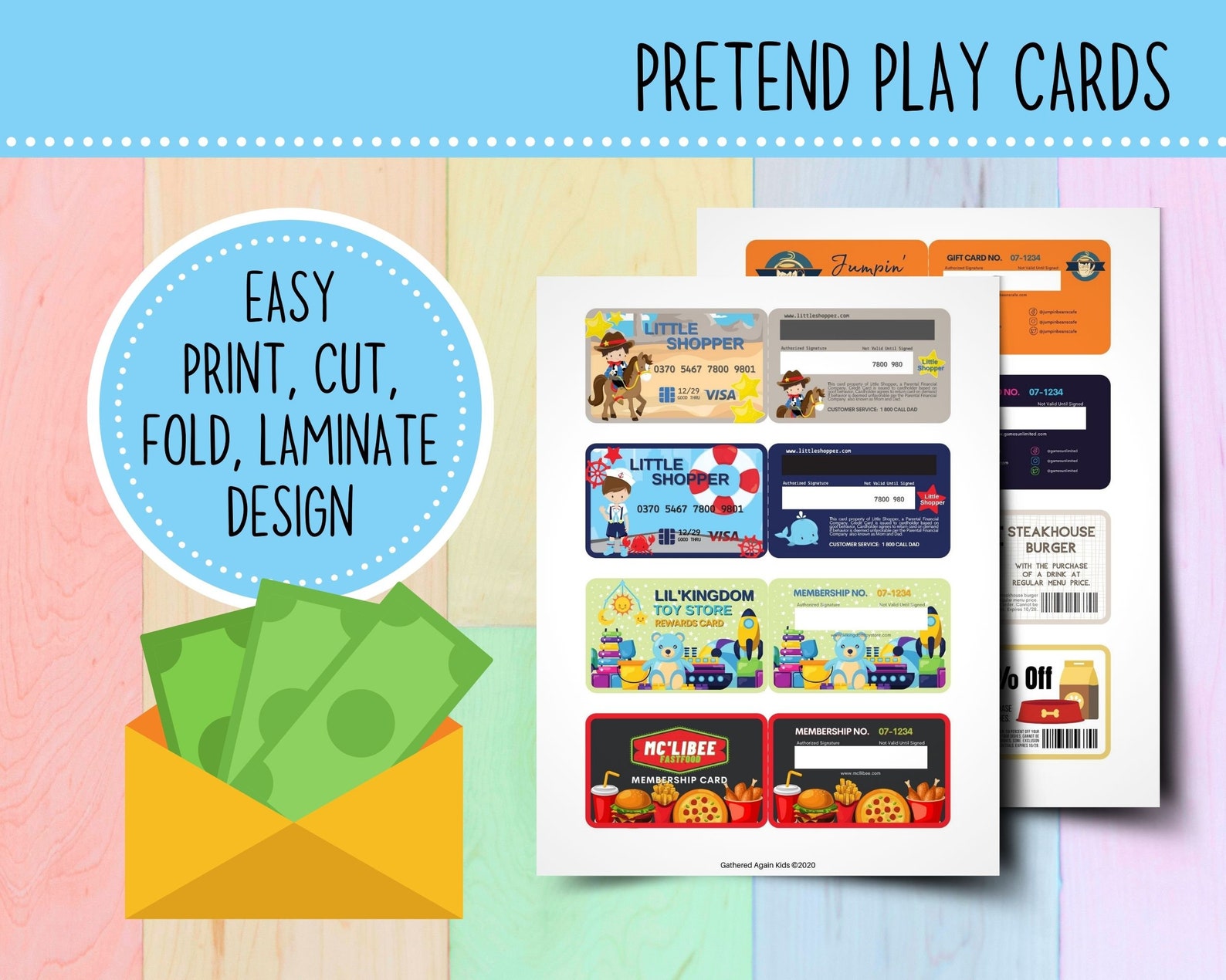 Pretend Play Cards for Kids Fake Credit Cards for Kids Play Money ...