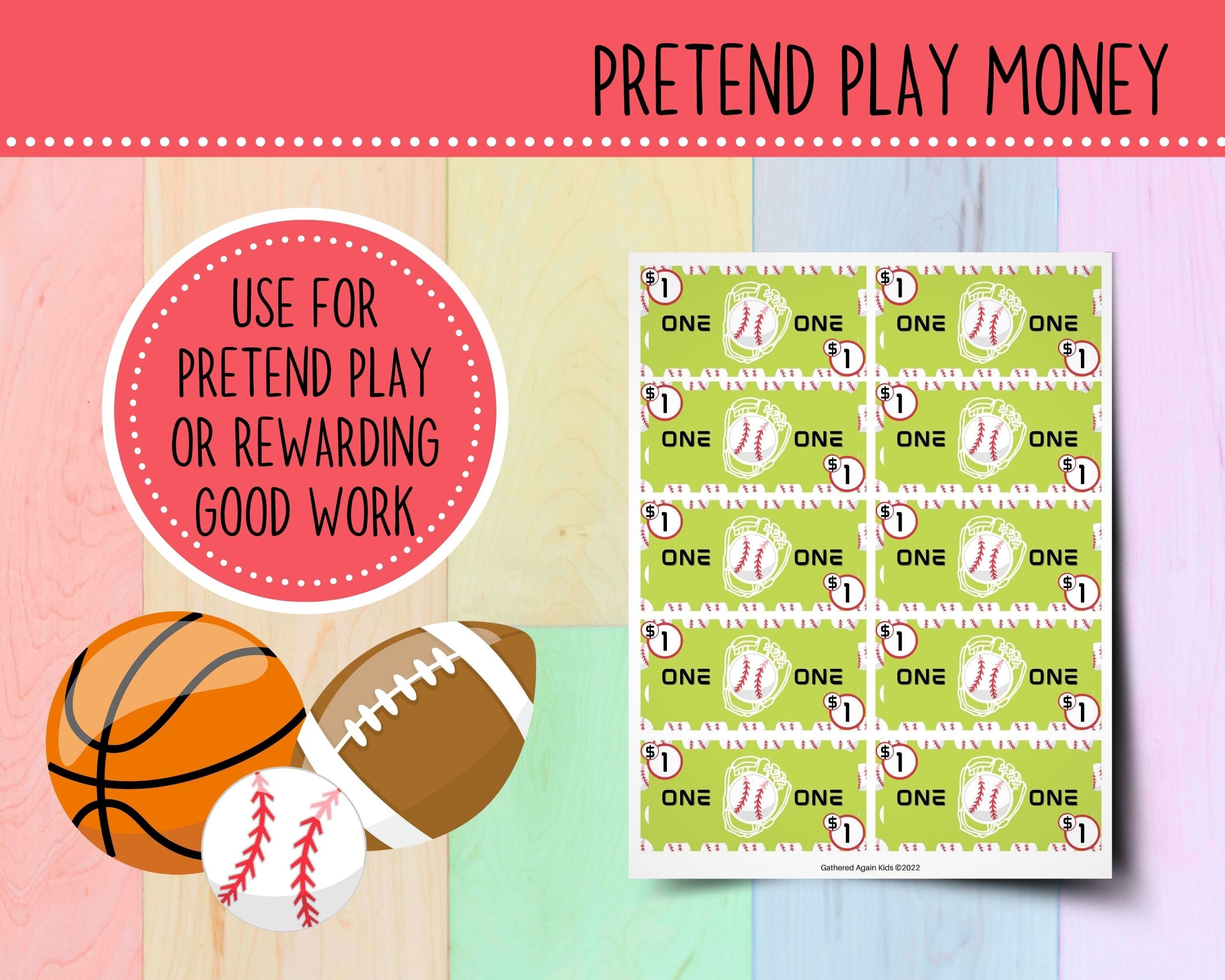 Sports Pretend Play Money for Kids | Classroom Rewards System | Good ...