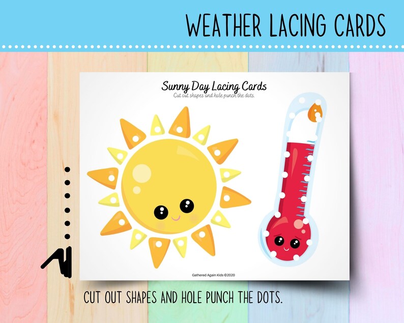 Weather Lacing Cards Quiet Activities for Toddlers Montessori Fine ...