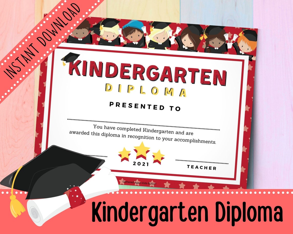 Printable Kindergarten Graduation Certificate 2021 Star | Etsy