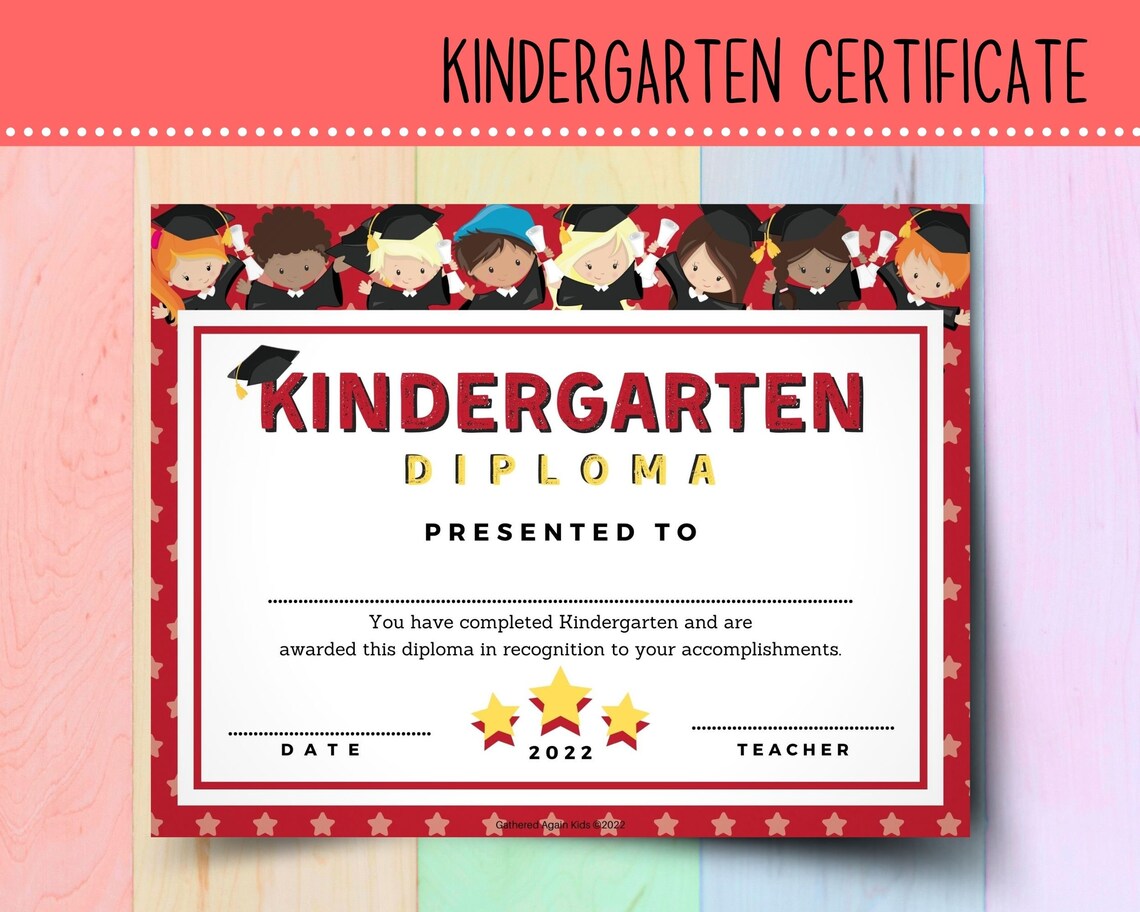 Printable Kindergarten Graduation Certificate 2022 Star - Etsy