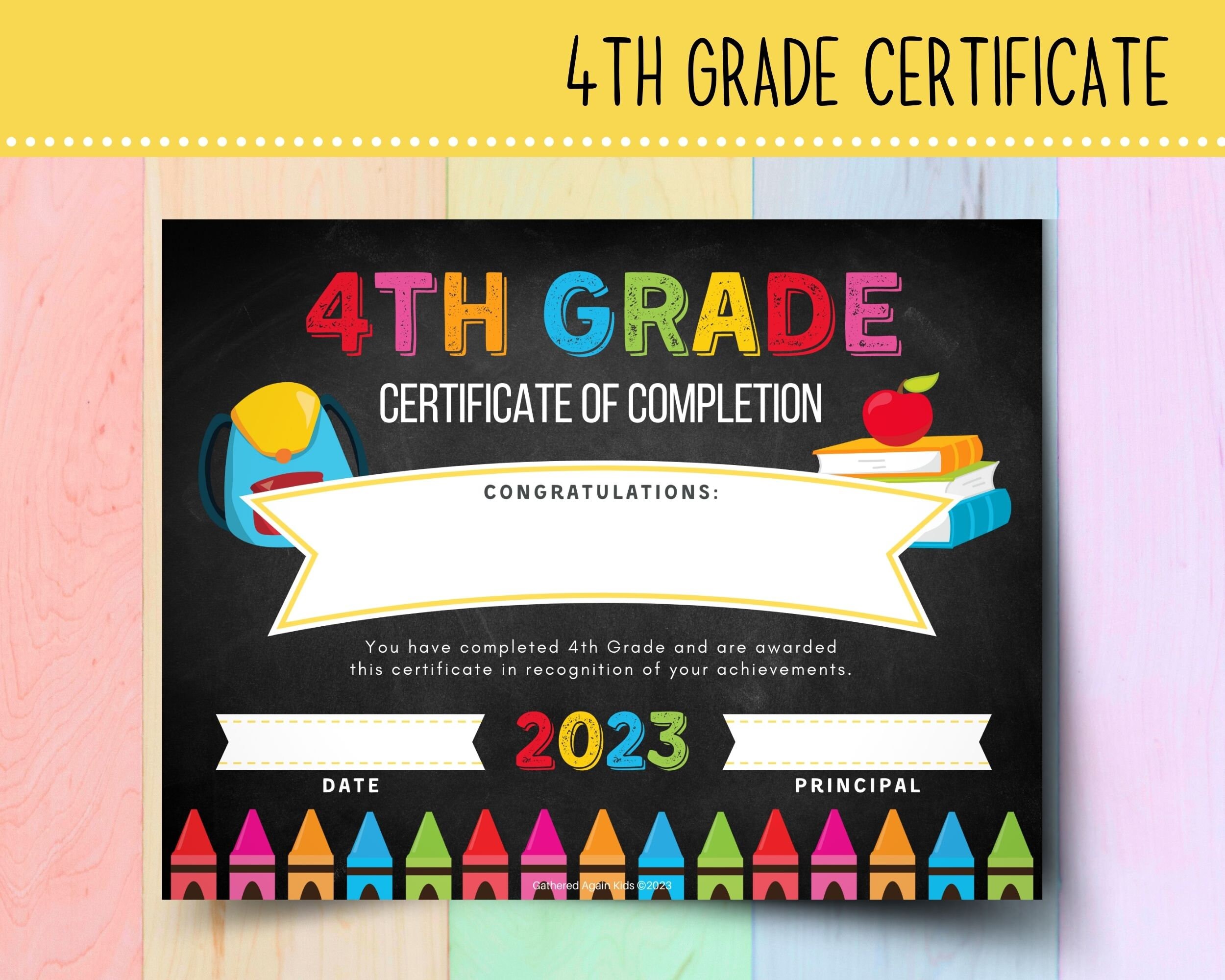 Printable 4th Grade Graduation Certificate 2023 Chalkboard Graduation ...