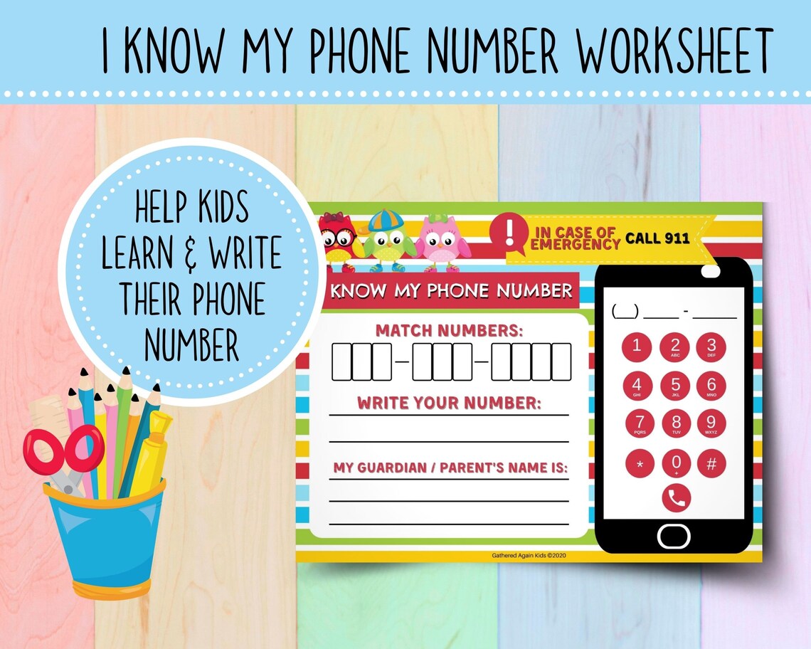 I Know My Phone Number Worksheet for Kids Learn Your Phone - Etsy