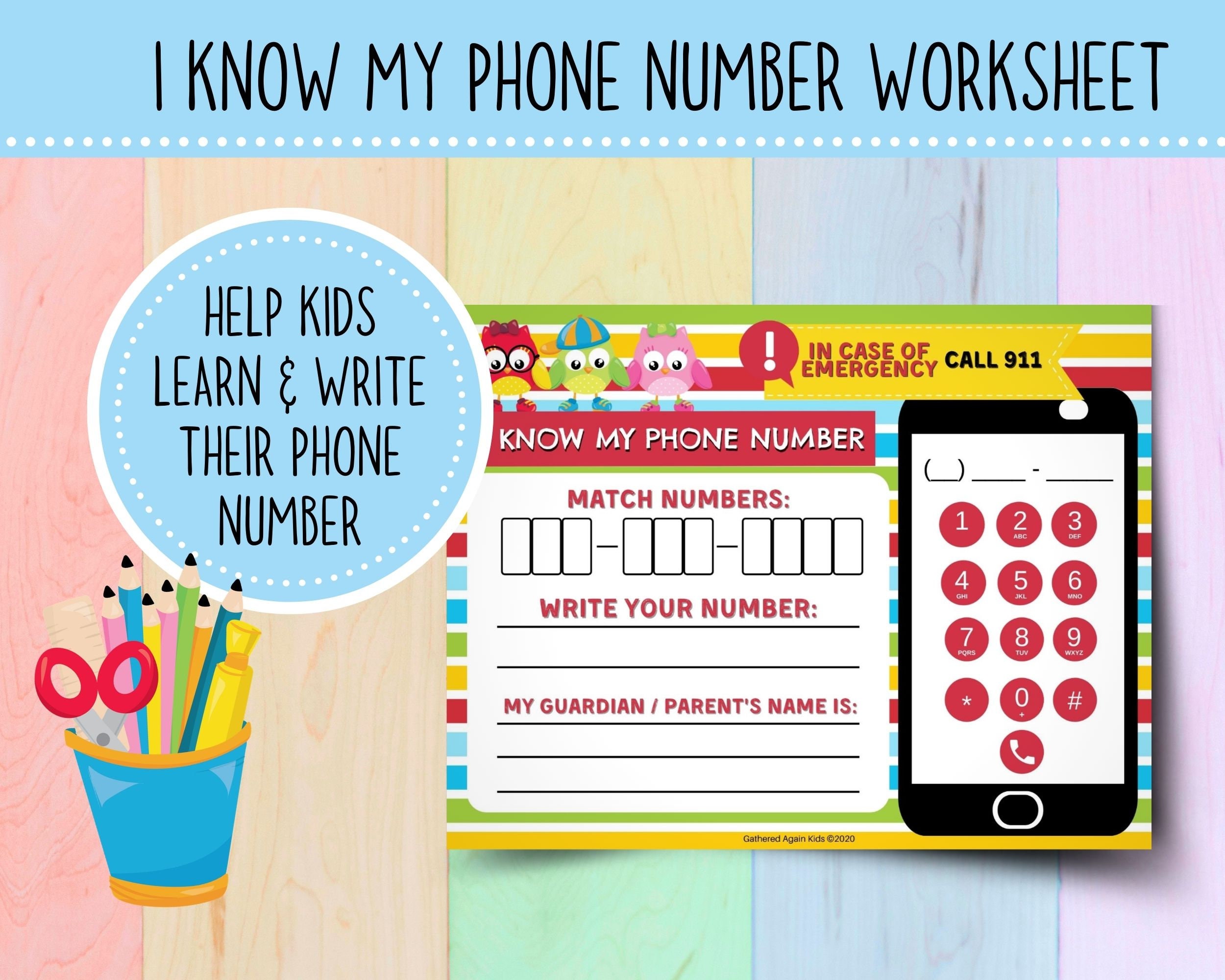 I Know My Phone Number Worksheet for Kids Learn Your Phone - Etsy