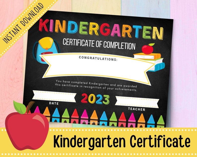 Printable Kindergarten Graduation Certificate 2023 - Etsy