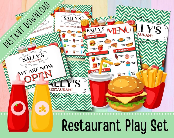 Printable Food Menus Dramatic Play Restaurant Menu Shopping Pretend ...
