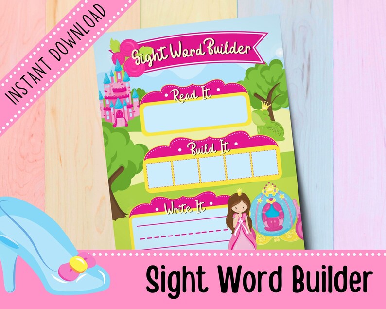 Princess Sight Word Builder Learn to Read Learning - Etsy