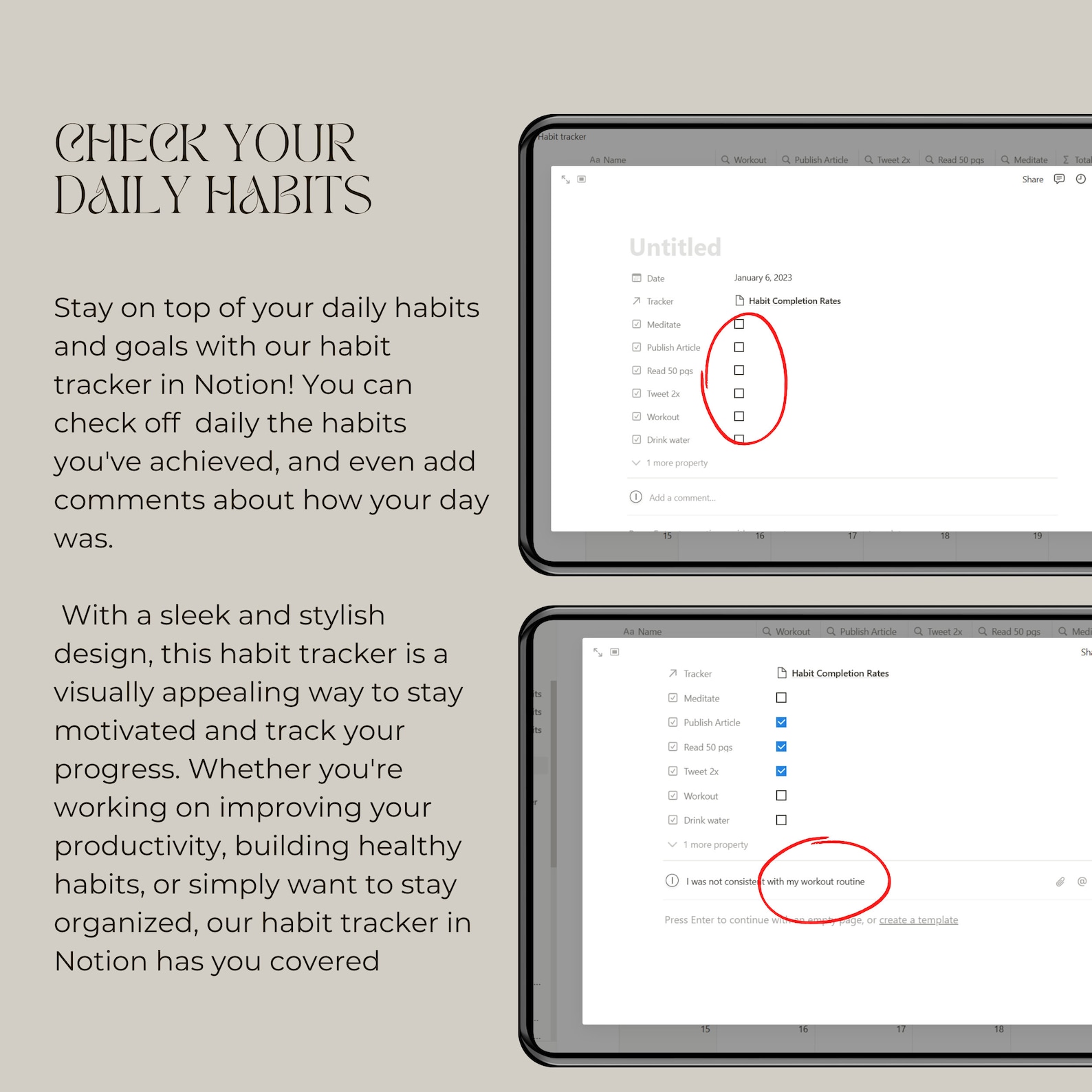 Aesthetic Habit Tracker Notion Template|notion Habit Tracker | Habit ...