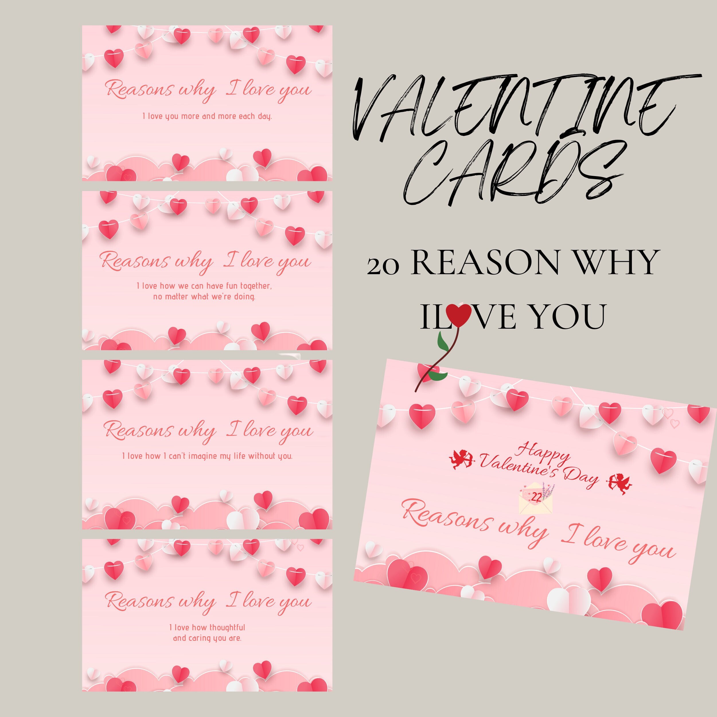 20 Valentines Cards Reasons Why I Love Youvalentine Cardsreasons Why I ...
