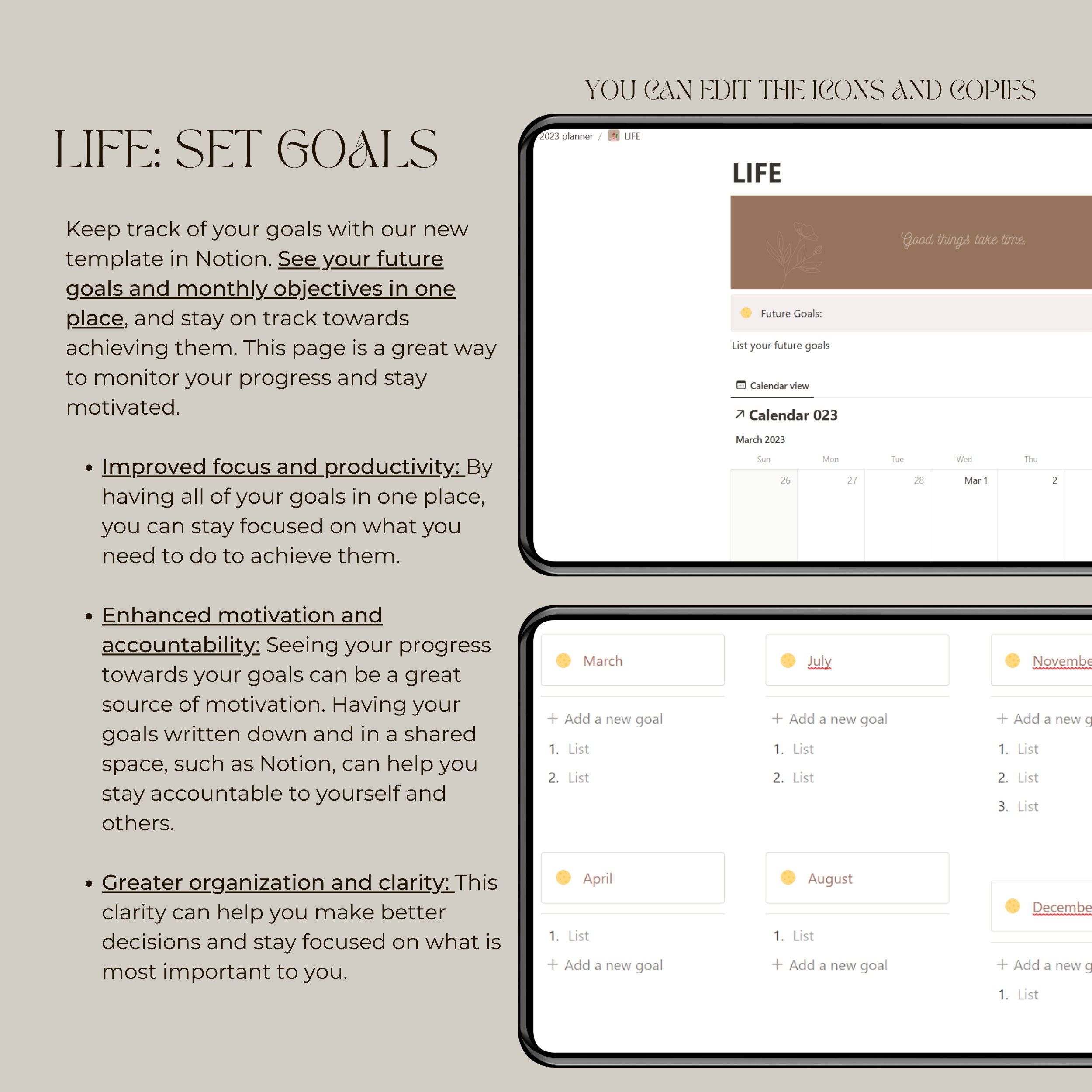Notion life planner template aesthetic Personal Work Planner Digital ...