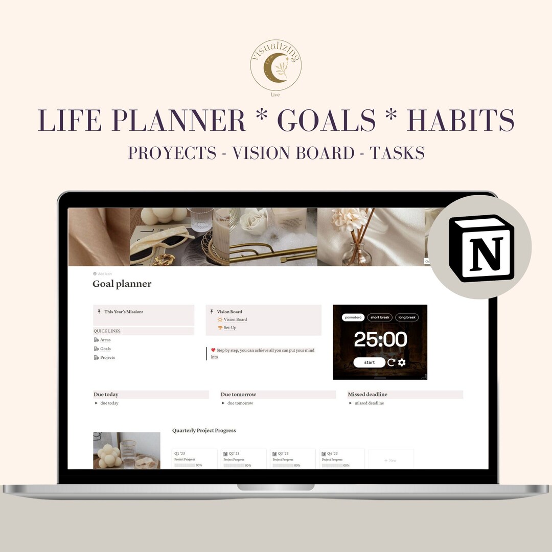 Goal Setting Notion Template 2023|notion Goal Dashboard|digital Planner Life Goal Template ...