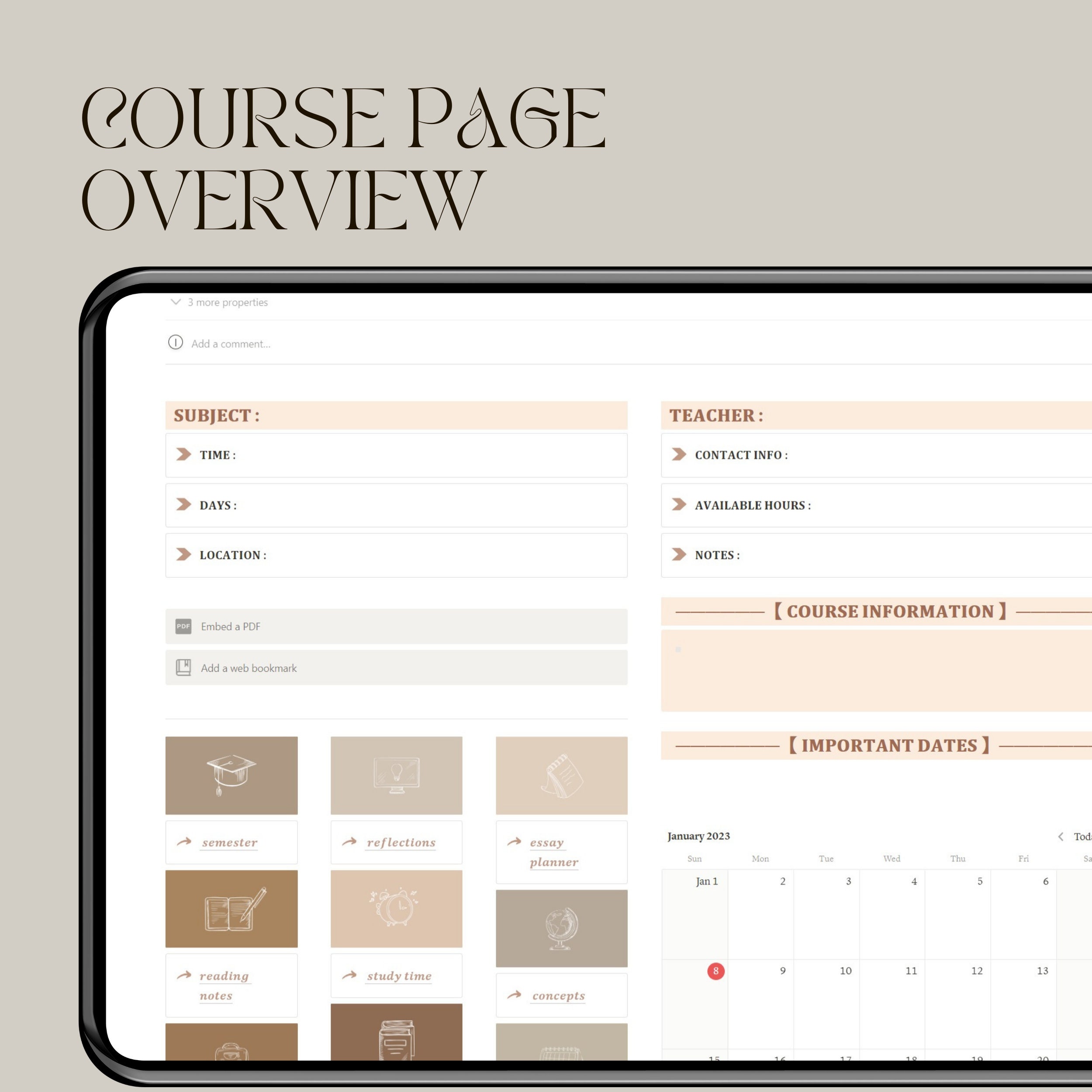 Notion Templates for Students | School | Notion Template Aesthetic ...
