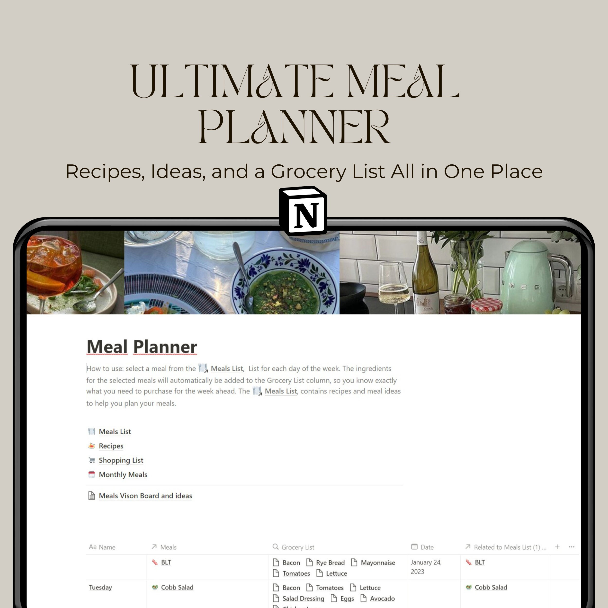 Meal Planner Notion Template|ultimate Meal Planner|notion Food ...
