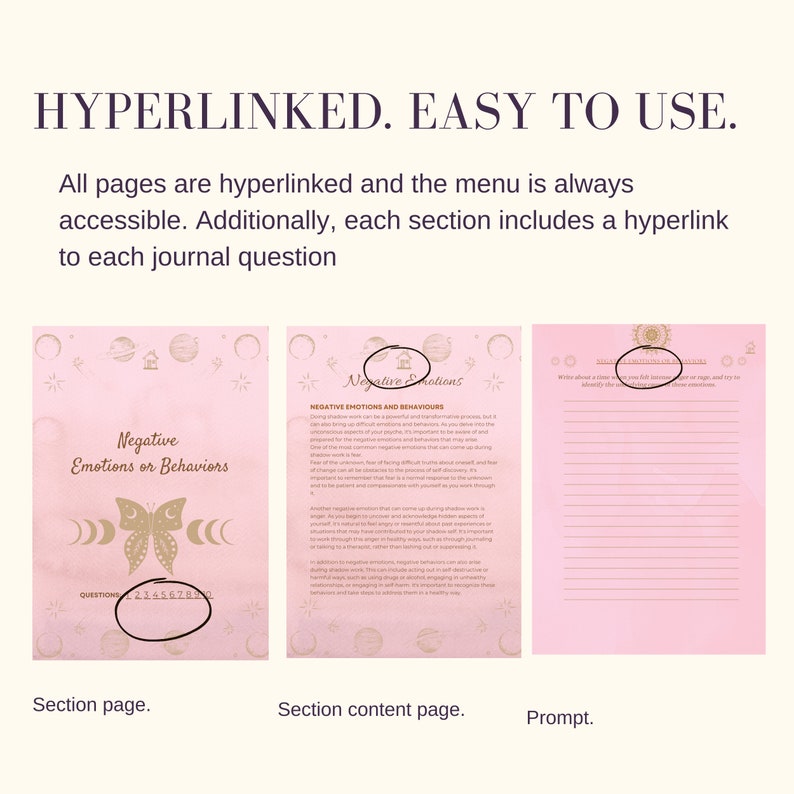 Pink Digital Shadow Work Prompts Journal for iPad | 100 Pages ...